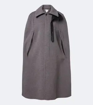 Bottega Veneta Intrecciato Wool And Cashmere Cape - Grey