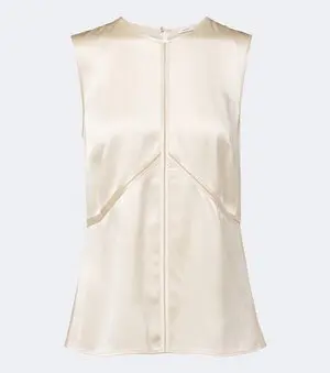 JOSEPH Hebe Silk Satin Top - White