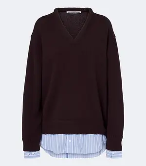 Acne Studios Layered V-neck Wool Sweater - Brown