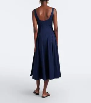 Staud Wells Cotton Poplin Midi Dress