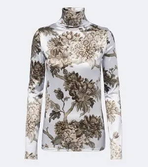 Acne Studios Floral Print Turtleneck Top - Blue