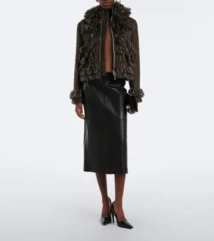 Nour Hammour Alana Leather Pencil Skirt