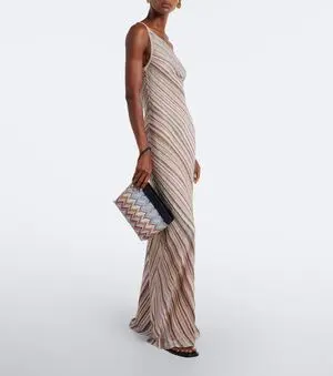Missoni Zigzag Leather-trimmed Lame Pouch