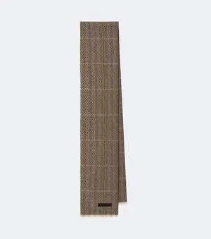Zegna Herringbone Cashmere Scarf - Brown