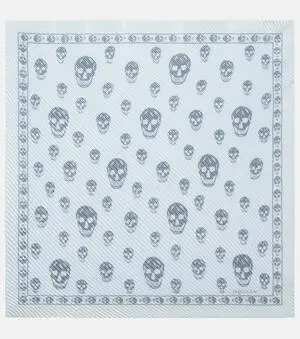 Alexander McQueen Skull Pleated Silk Scarf