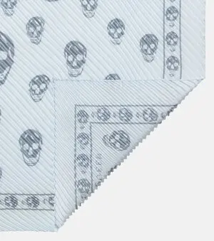 Alexander McQueen Skull Pleated Silk Scarf