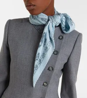 Alexander McQueen Skull Pleated Silk Scarf
