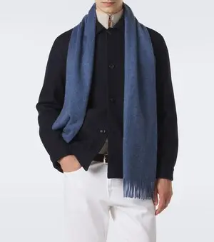 Zegna Fringed Cashmere Scarf - Blue