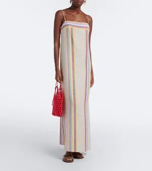 Staud Laura Striped Linen Maxi Dress