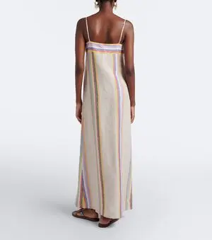 Staud Laura Striped Linen Maxi Dress