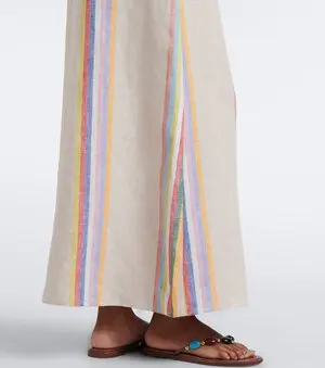 Staud Laura Striped Linen Maxi Dress