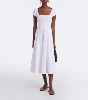 Staud Wells Cotton Poplin Midi Dress