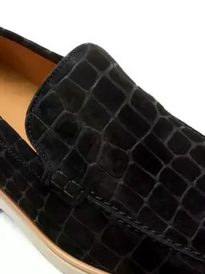 Magnanni Crocodile-effect Suede Loafers
