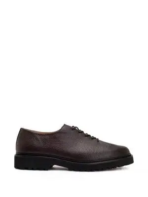 JACQUES SOLOVIERE Edouard Lug Pebbled Leather Sneakers - Brown