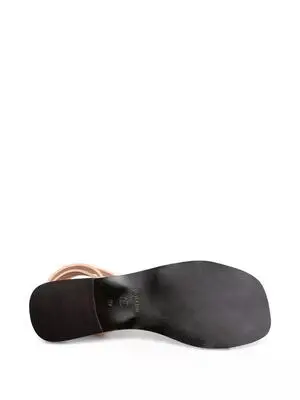 POLLINI Blush Beige Pebbled Leather Wrap-around Ankle Strap Sandals - Neutrals