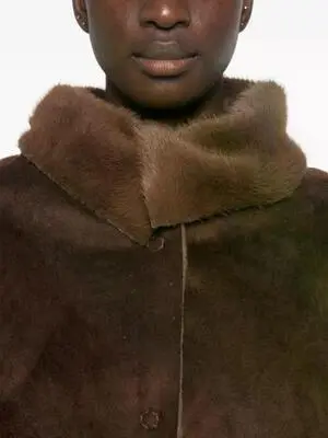 COLLECTION PRIVEE? Shearling-trim Panelled Coat