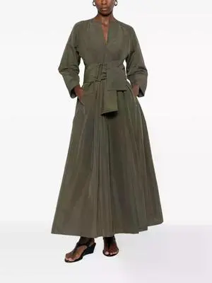 CO.GO Belted Pleated Maxi Dress - Green