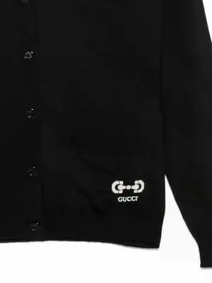 Gucci Embroidered Wool V-neck Cardigan
