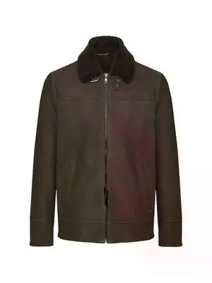 BIGARDINI Matt Shearling-collar Zip-up Jacket - Brown