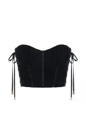 Elisabetta Franchi Crepon Bustier Top - Black