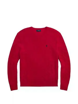 Polo Ralph Lauren Cable-knit Embroidered-logo Sweater - Red