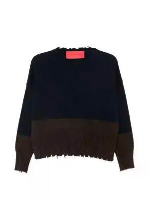 VIRGINIA BIZZI Colour-block Distressed-effect Sweater