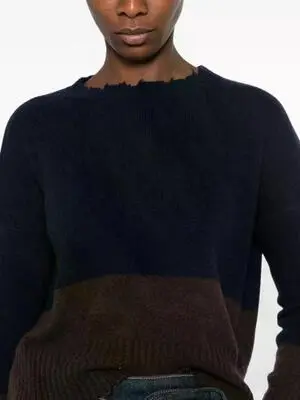 VIRGINIA BIZZI Colour-block Distressed-effect Sweater