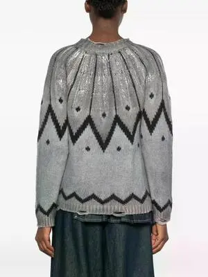 VIRGINIA BIZZI Intarsia-knit Crew-neck Sweater