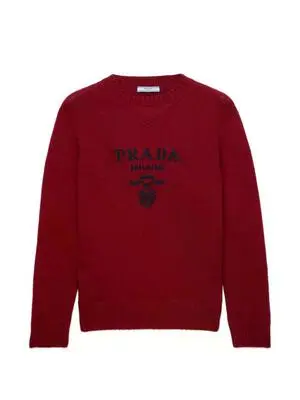 Prada Cashmere And Wool Logo Crew-neck Sweater