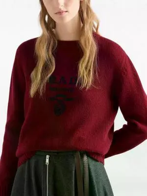 Prada Cashmere And Wool Logo Crew-neck Sweater