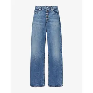 FRAME Wide Leg Exposed Button Jeans
