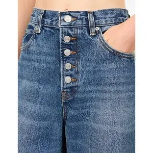 FRAME Wide Leg Exposed Button Jeans