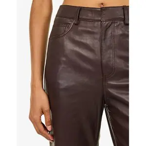 ROTATE BY BIRGER CHRISTENSEN Mid-rise Straight-leg Leather Trousers