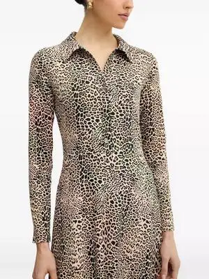MORGAN Long-sleeve Animal-print Midi Dress