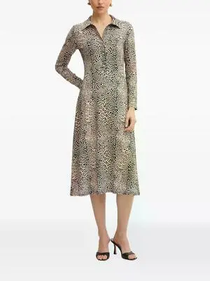 MORGAN Long-sleeve Animal-print Midi Dress