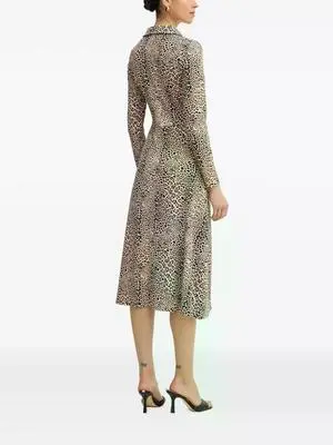 MORGAN Long-sleeve Animal-print Midi Dress