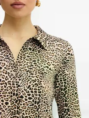 MORGAN Long-sleeve Animal-print Midi Dress