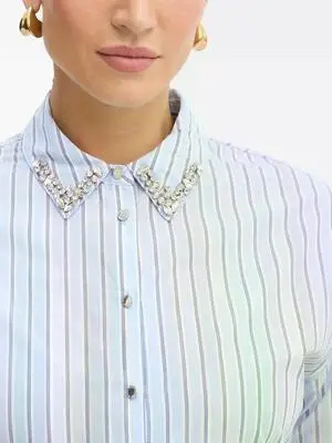 MORGAN Striped Shirt With Rhinestone Embellishment