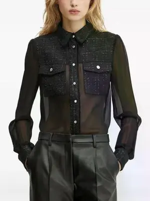 MORGAN Tweed-panel Shirt