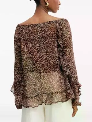 MORGAN Ruffled Animal Print Top