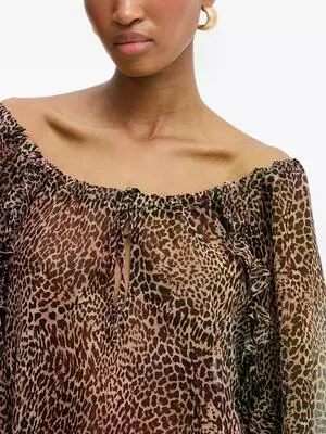 MORGAN Ruffled Animal Print Top