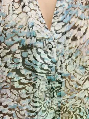 MORGAN Printed V-neck Long Sleeve Top With Ruffled Detail