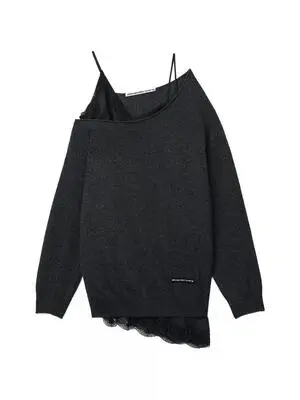 Alexander Wang Asymmetric Neck Long Sleeve Sweater Dress - Grey