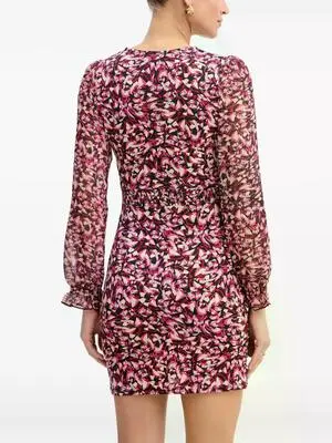 MORGAN Ruffled Print V-neck Long Sleeve Mini Dress