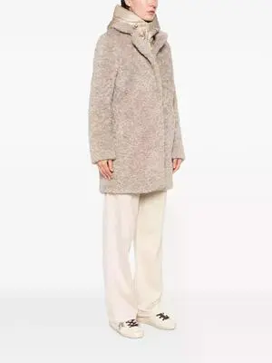 BOMBOOGIE Hooded Faux-shearling Coat