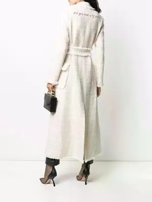 Philipp Plein Belted-waist Bouclé Coat