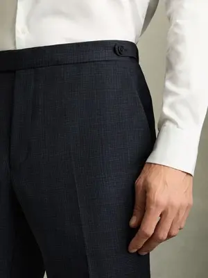 REISS Slim-fit Wool-blend Textured Tailored Trousers