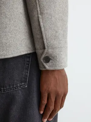 REISS Wool-blend Twin-pocket Overshirt - Soft Grey