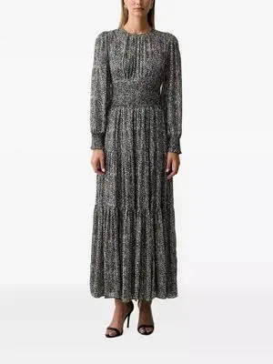 Michael Kors Printed Smocked Georgette Maxi Dress