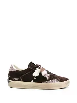 CRIME LONDON Distressed Glitter-panel Sneakers